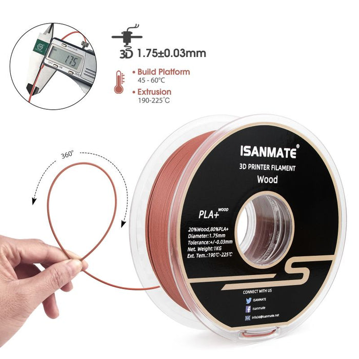 iSANMATE PLA+ ROSE RED WOOD 1.75mm Filament — FormTech